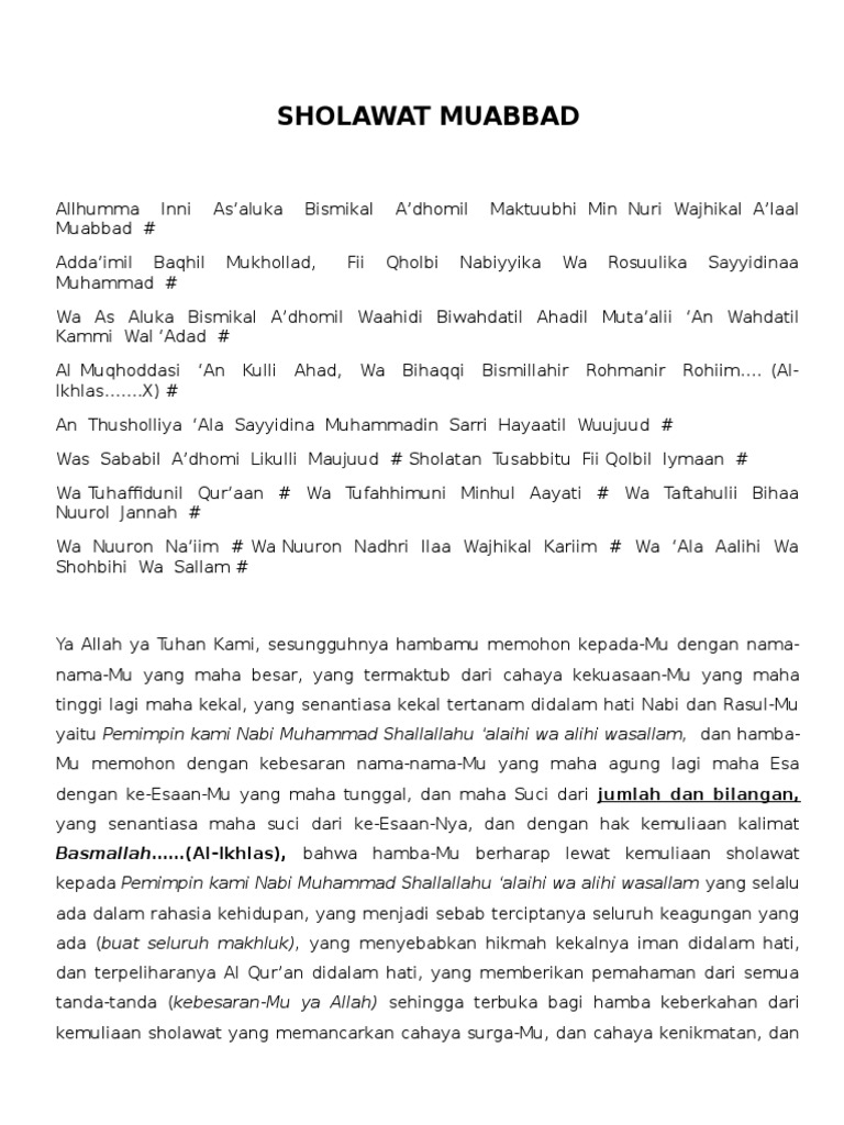 Sholawat Muabbad | PDF