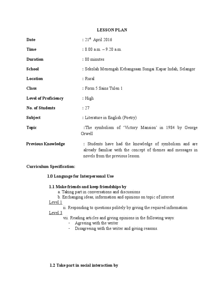 Ode To Nightingale Lesson Plan | PDF | Poetry | Conversation