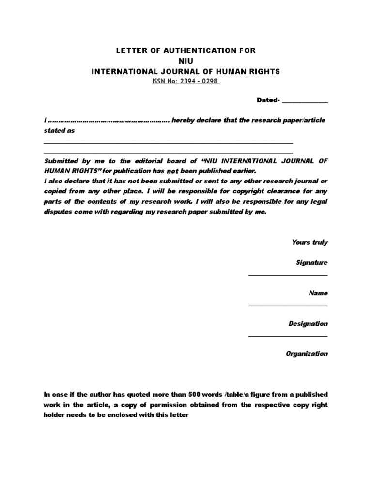 Letter of Authentication | PDF