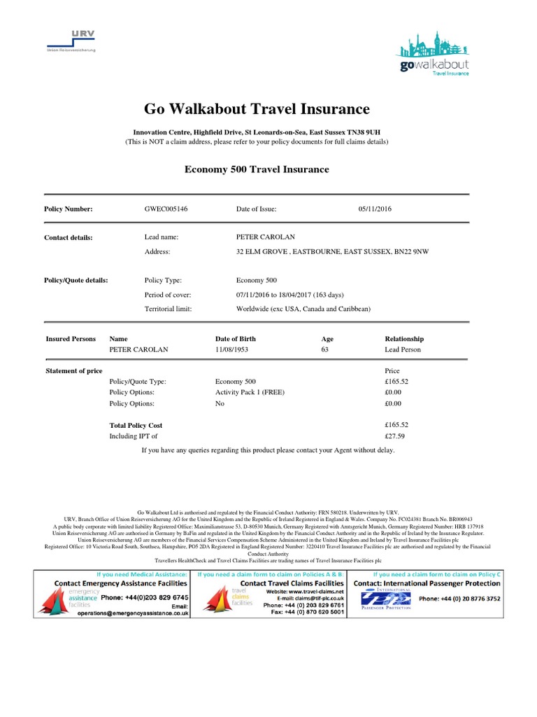 Go Walkabout Travel Insurance | PDF | United Kingdom | Insurance
