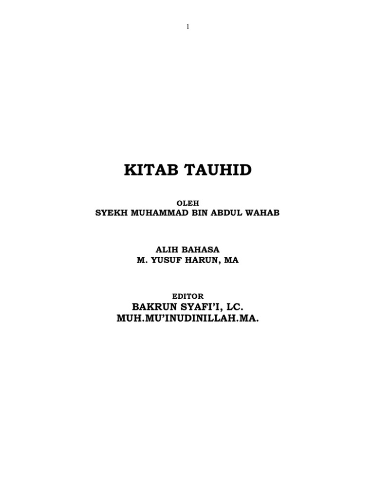 Kitab Tauhid (Syekh Muhammad Bin Abdul Wahab) | PDF