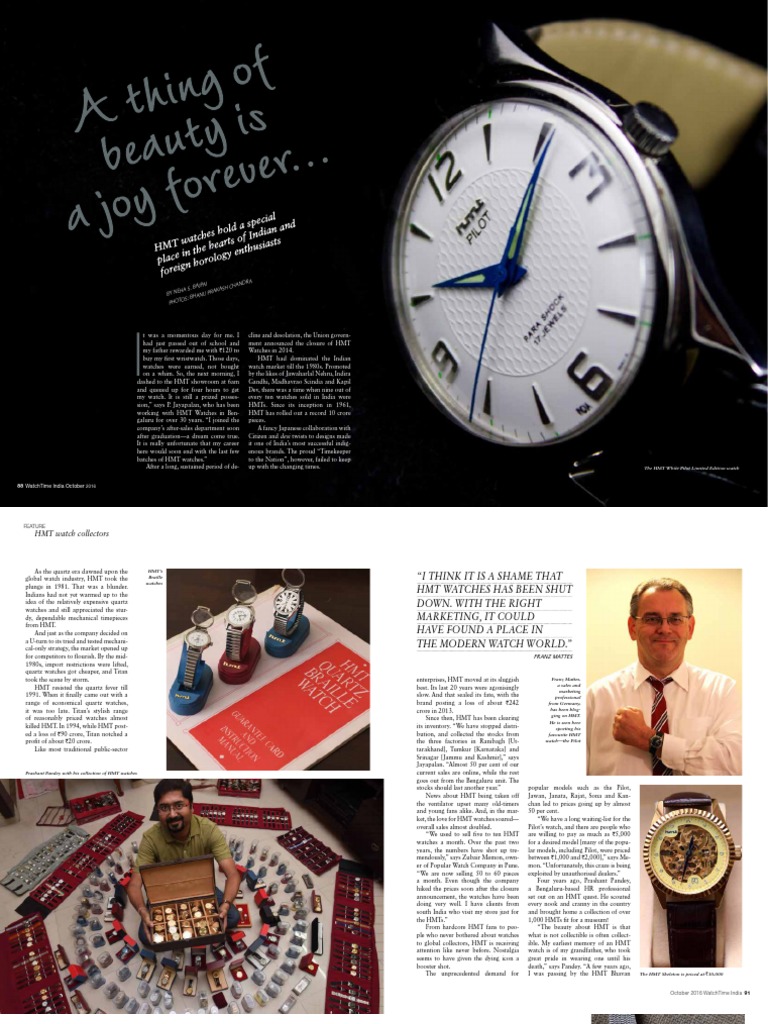 HMT Collectors | PDF | Watch | Clock