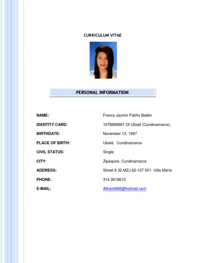 Personal Information: Curriculum Vitae | PDF