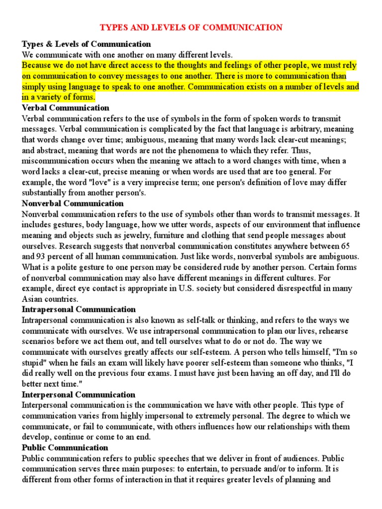 Levels of Communication Explained | PDF | Communications System ...