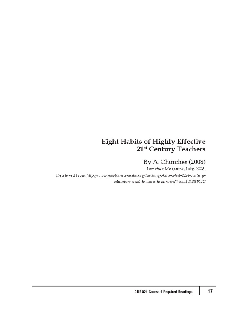 Eight Habits of Effective Teachers | PDF | Teachers | Curriculum