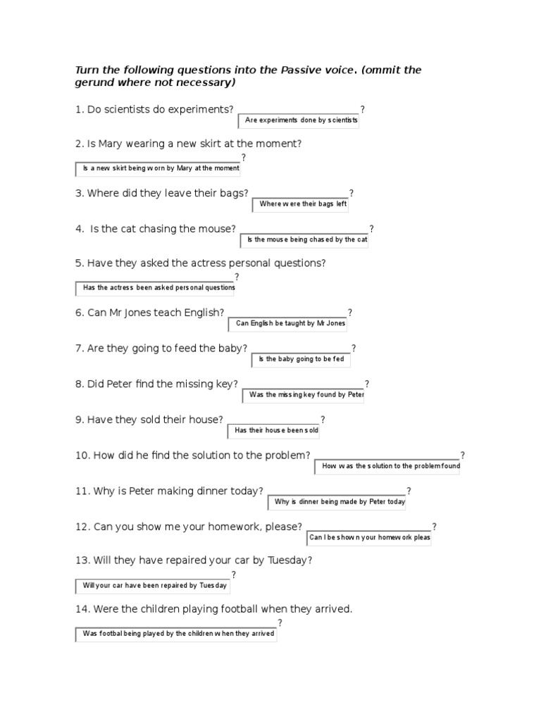 Passive Voice Question Transformations | PDF | Mystery, Thriller ...