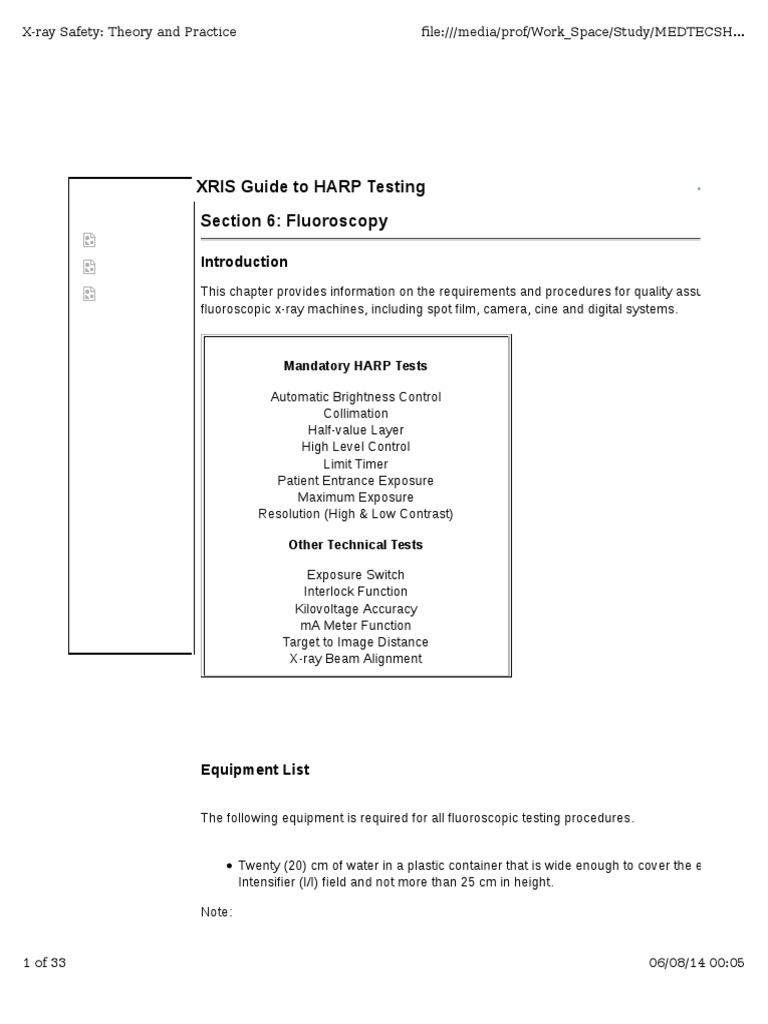 XRIS Guide To HARP Testing | PDF | X Ray | Radiography