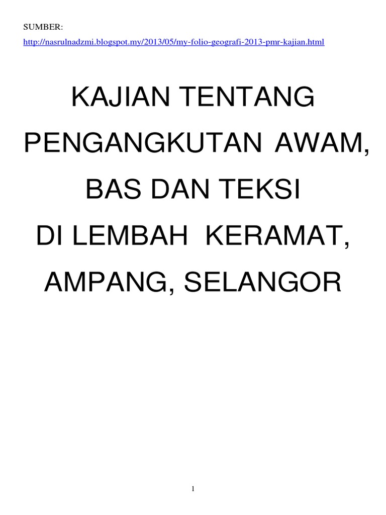 Kajian Tentang Pengangkutan Awam, Bas Dan Teksi PDF | PDF