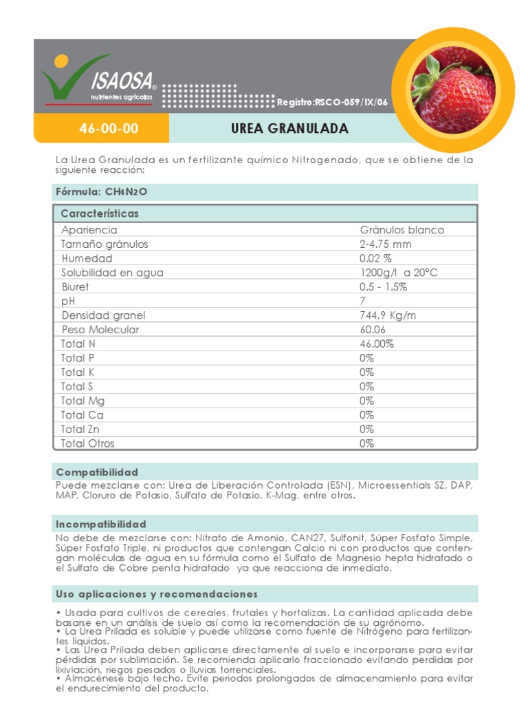 Ficha Tecnica Urea Granulada | PDF