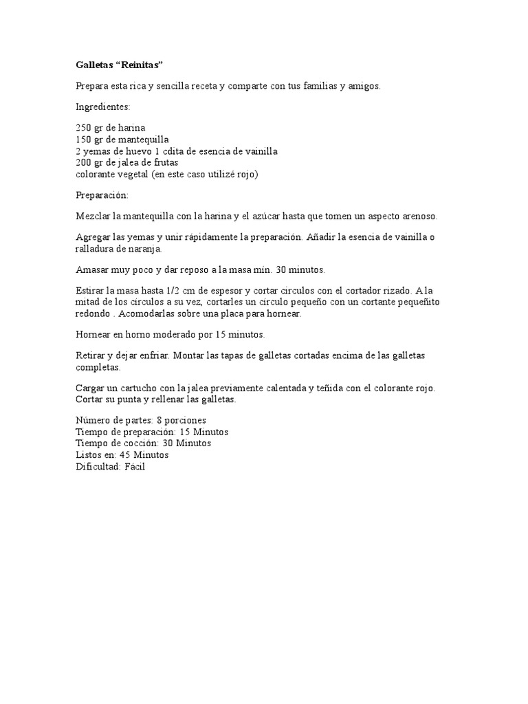 Galletas "Reinitas" | PDF | Postres | Chocolate