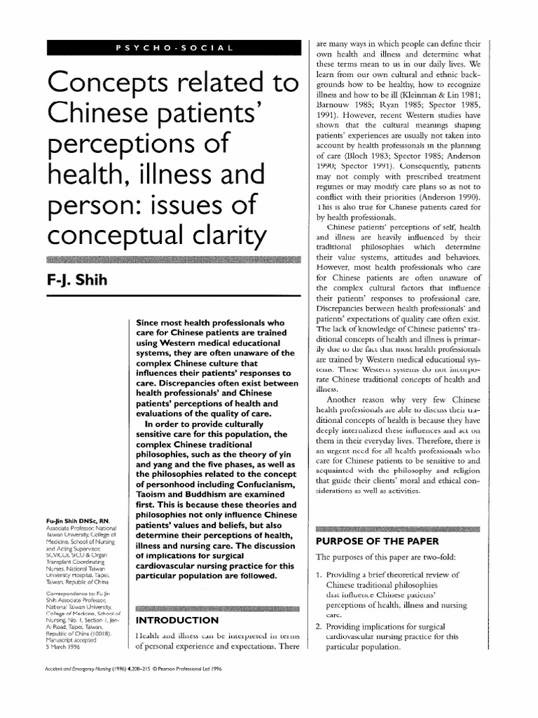 Chinese Patients' Perceptions of Health, Illness | PDF | Confucianism ...