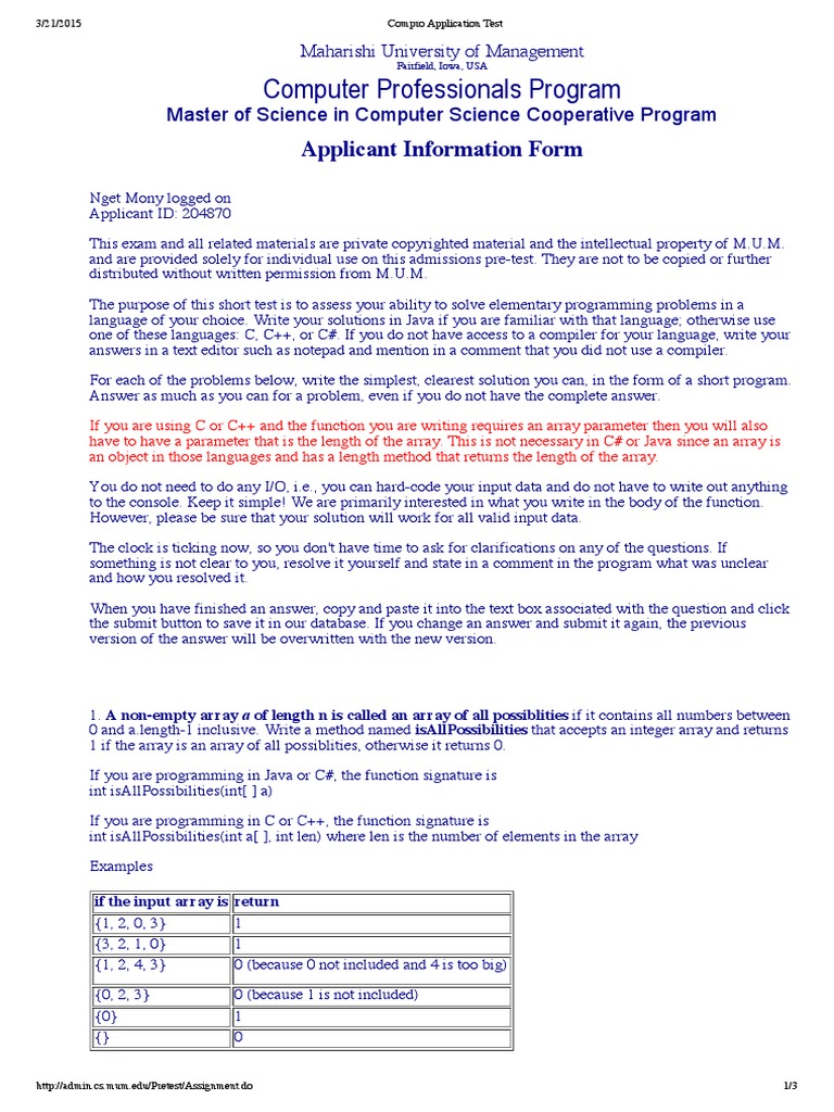 Compro Application Test | Download Free PDF | Integer (Computer Science ...