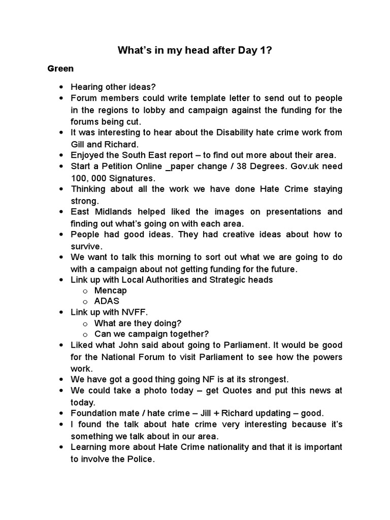 What's in My Head After Day 1 | PDF