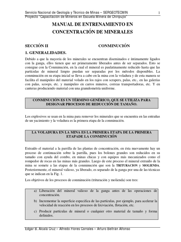 Manual de Entrenamiento en Concentración de Minerales - II - Conminución | PDF | Molino ...