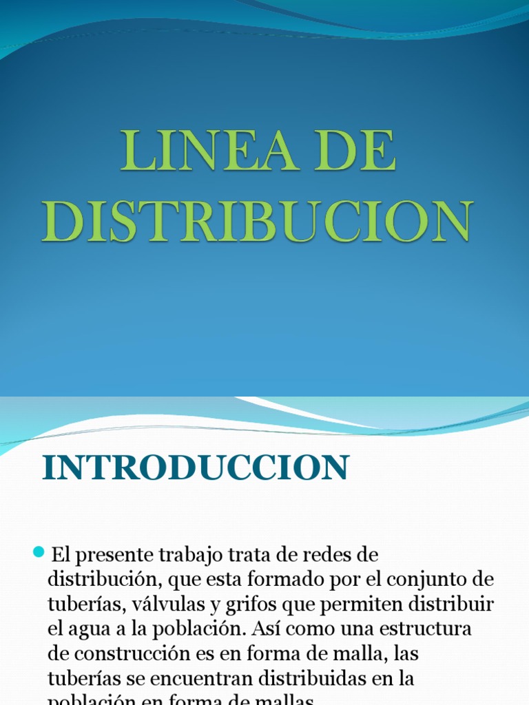 Linea de Distribucion | PDF | Reservorio | Tubería (transporte de fluidos)