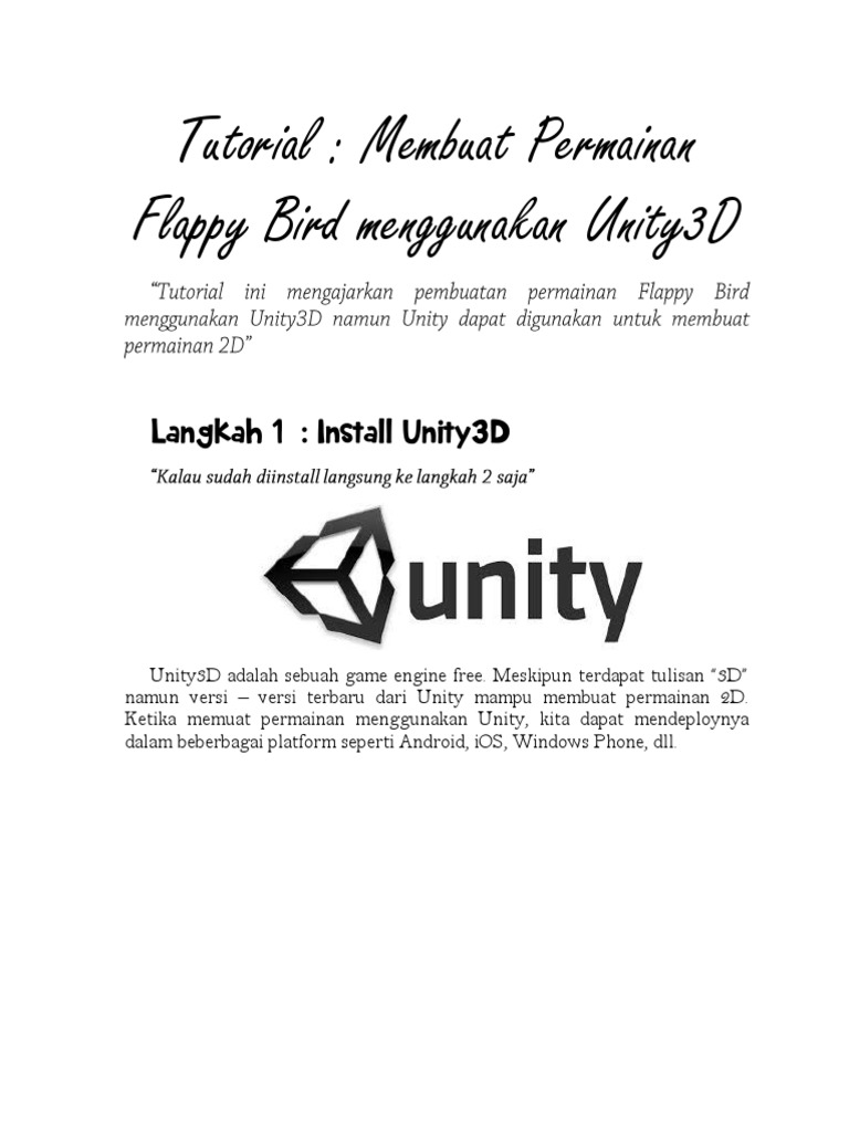 Tutorial Membuat Permainan Flappy Bird Menggunakan Unity3D | PDF