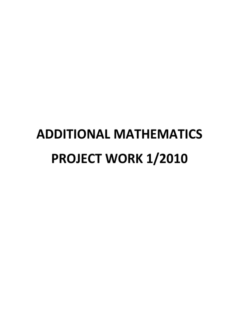 Additional Mathematics Project Work 1/2010 | PDF | Area | Geometry