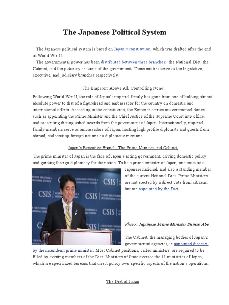 The Japanese Political System | PDF | Legal Concepts | Government