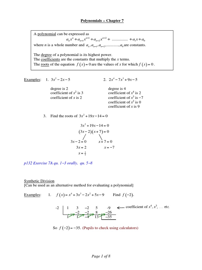 Polynomials | PDF | Factorization | Analysis