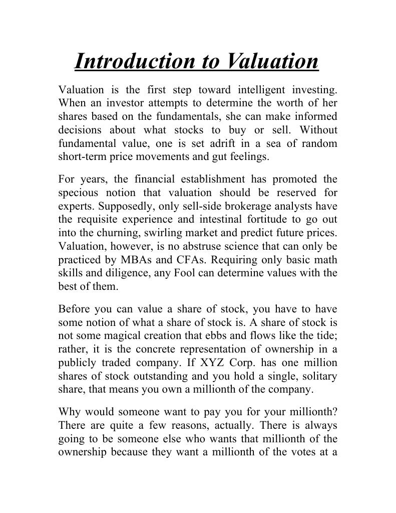 Introduction To Stock Valuation | PDF | Price–Earnings Ratio | Stocks
