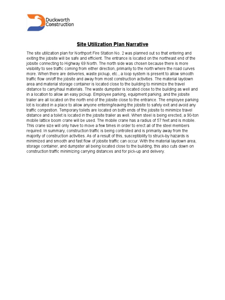 Site Utilization Plan Narrative | PDF
