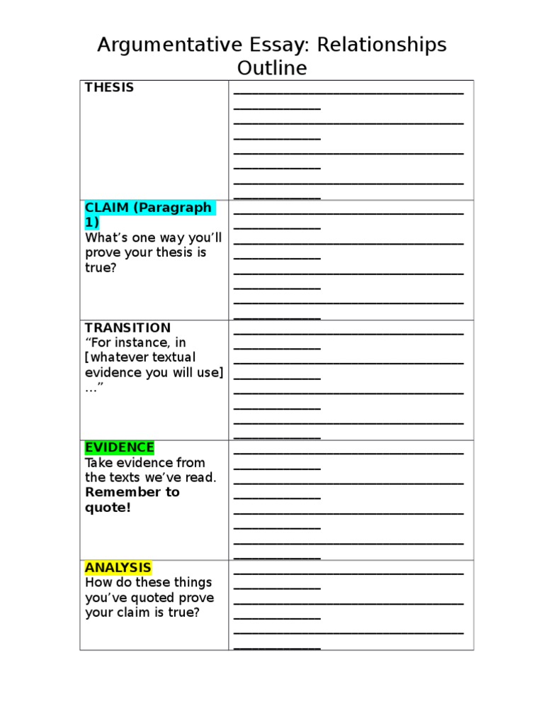 Argumentative Essay Outline | PDF | Business