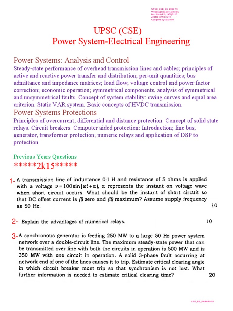 UPSC CSE Power Systems Overview | PDF