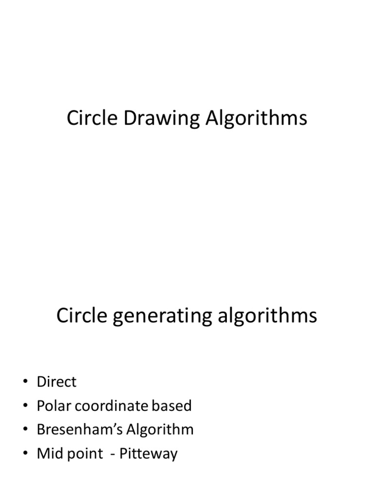 Unit I Lecture 4 Circle Drawing Algorithms Areas Of Computer Science Algorithms Free 30