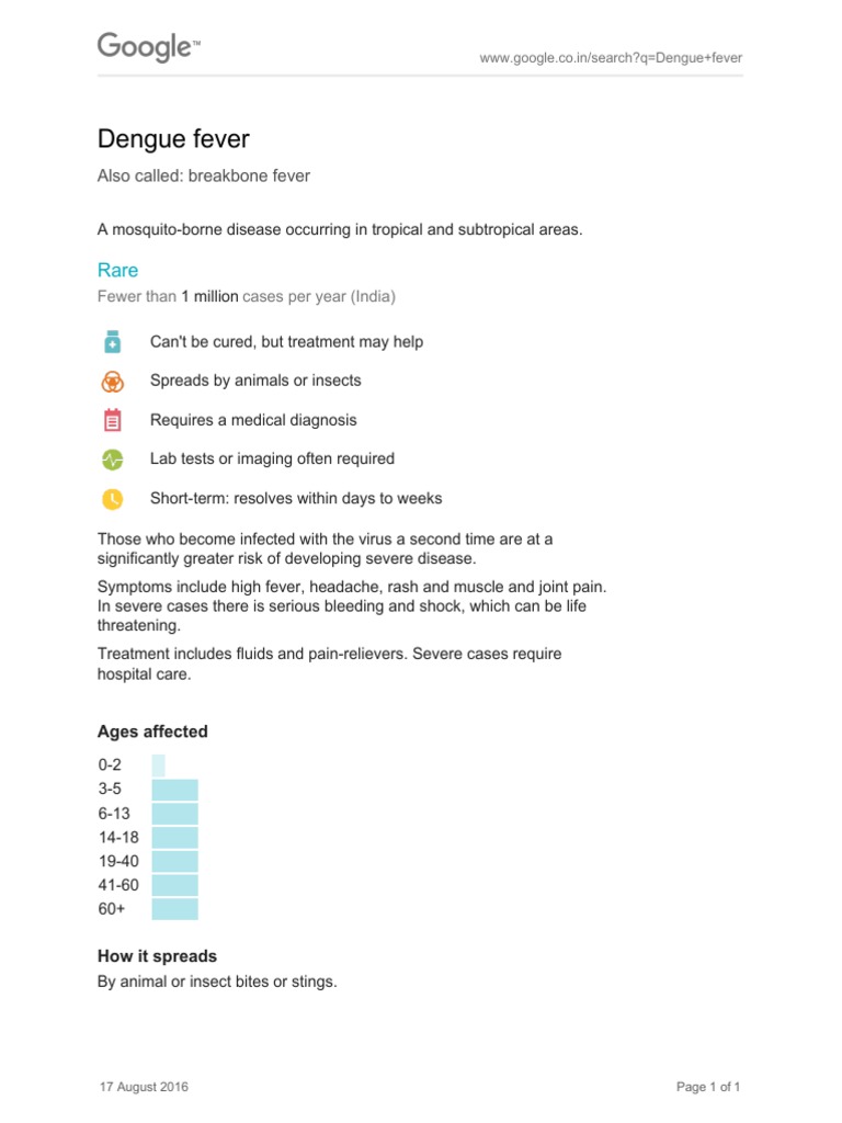 Dengue Fever: Also Called: Breakbone Fever | PDF