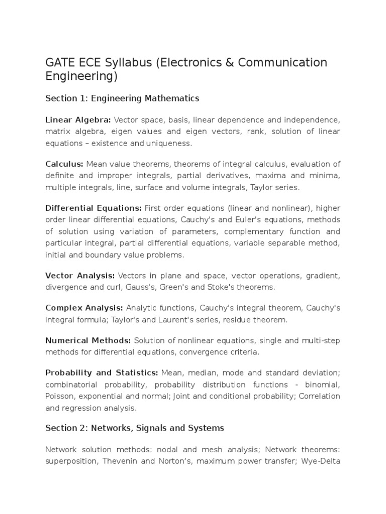 GATE ECE Syllabus (Electronics & Communication Engineering) | PDF ...