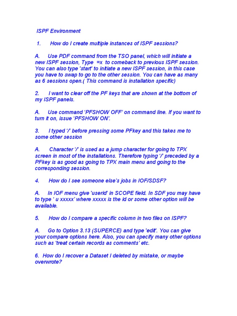 ISPF Questions | PDF | String (Computer Science) | Command Line Interface