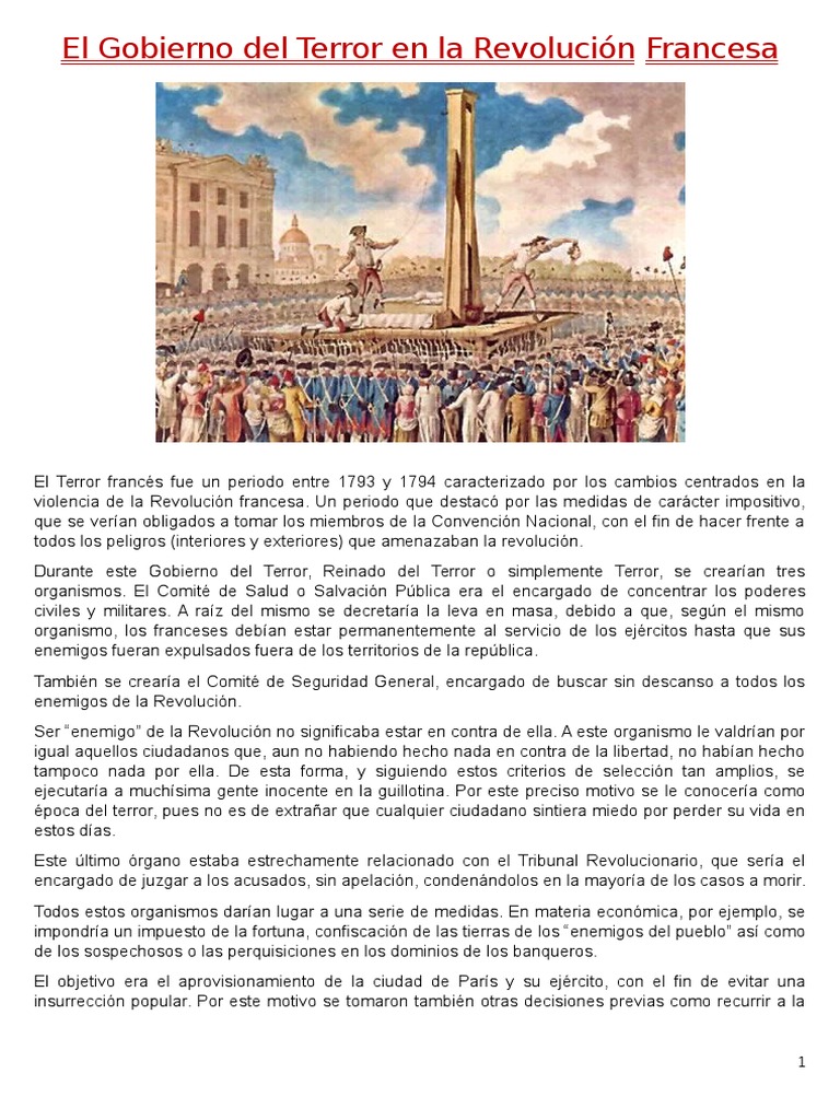 El Terror: Revolución y Violencia | PDF | Reino del terror | revolución ...