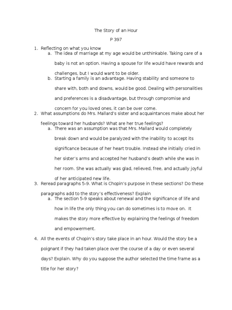 The Story of An Hour | PDF | Narrative