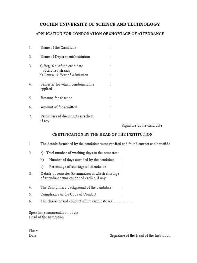 Attendance Condonation Guide | PDF | University And College Admission ...