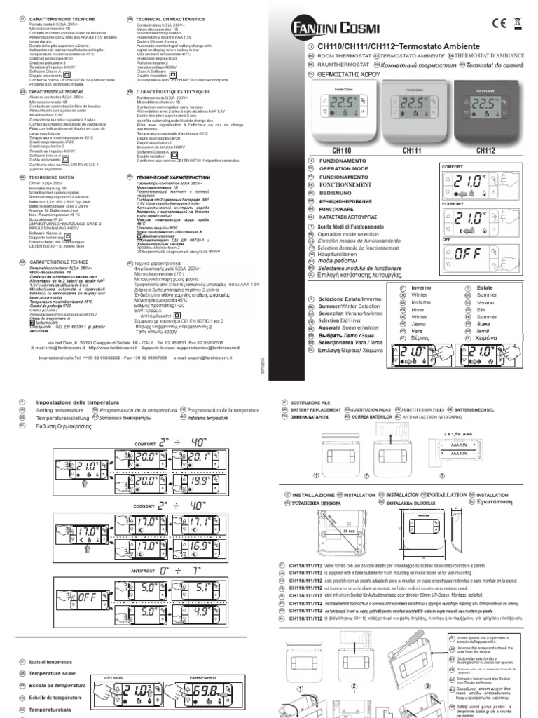 Manual Termostato FANTINI COSMI 56 - 79329 - Cch110 | PDF