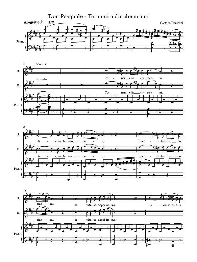 Donizetti Tornami - A - Dir - Che - M - Ami PDF | PDF