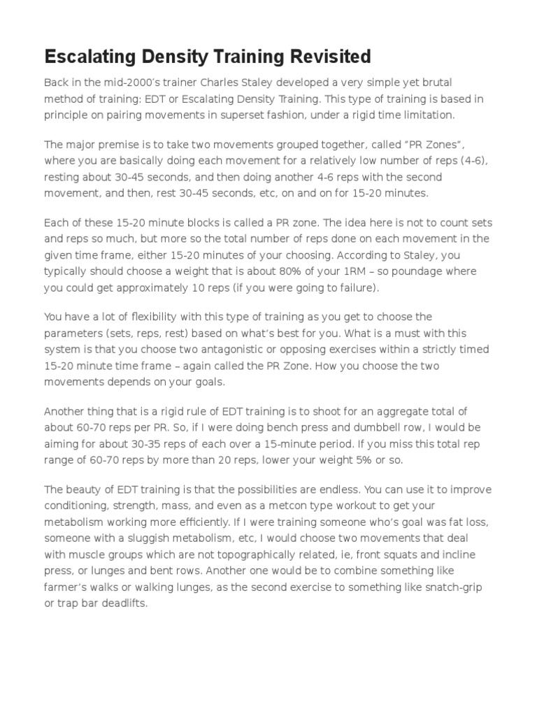 Escalating Density Training Revisited | Download Free PDF | Anatomical Terms Of Motion | Recreation