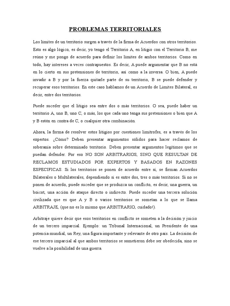 Problemas Territoriales | PDF | Conflicto (proceso) | Entorno natural