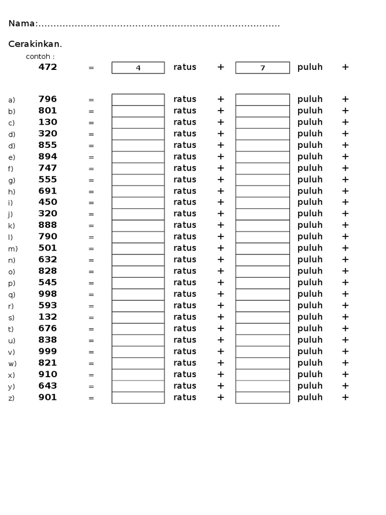 Latihan Cerakinkan Matematik Tahun 2 | PDF