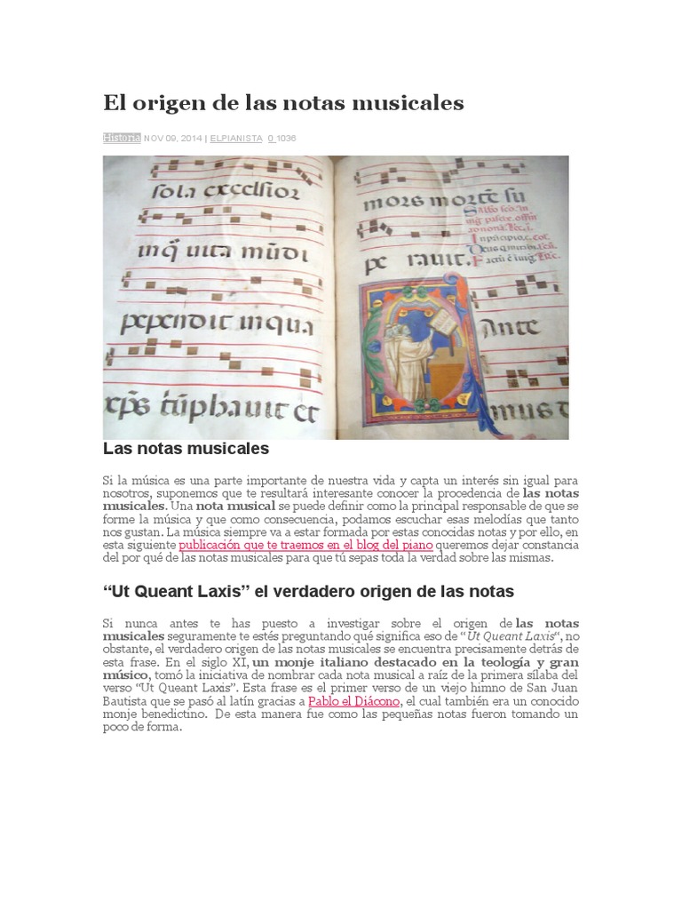 El Origen de Las Notas Musicales | PDF | Notación musical ...