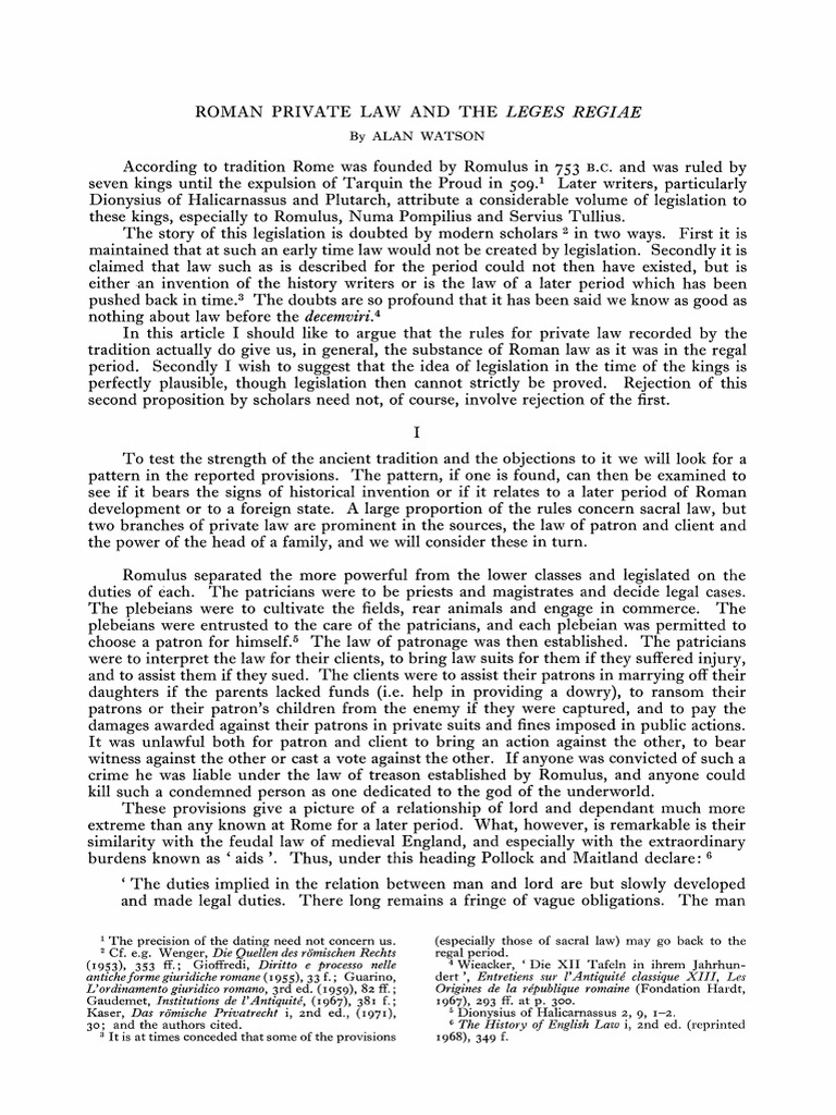 Roman Law: Patronage & Feudal Parallels | PDF | Ancient Rome ...