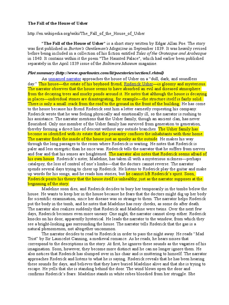 Notes On The Fall of The House of Usher | PDF | Science | Philosophical ...