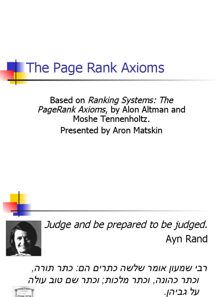 PageRank Axioms and Ranking Systems | PDF | Applied Mathematics ...
