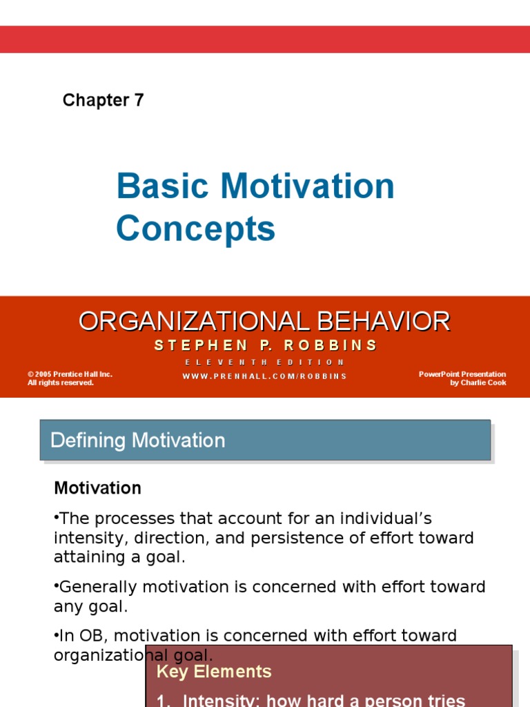 Basic Motivation Concepts: Organizational Behavior | PDF | Motivation ...