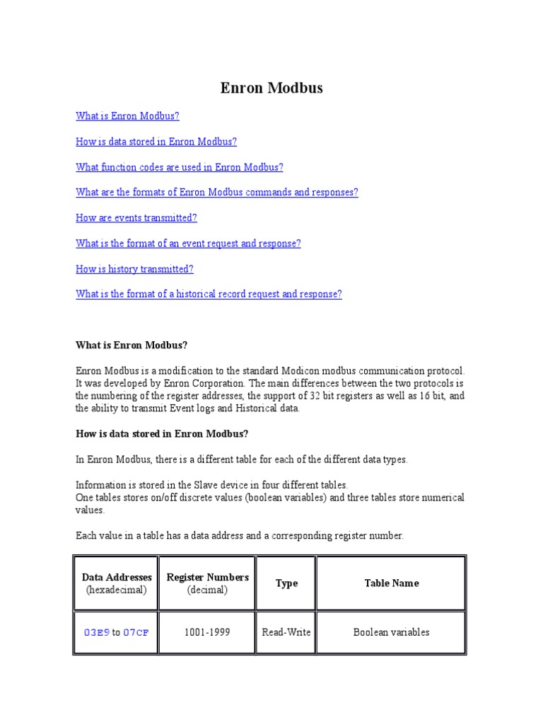 Enron Modbus Protocol Guide - Key Differences, Data Formats, Event ...