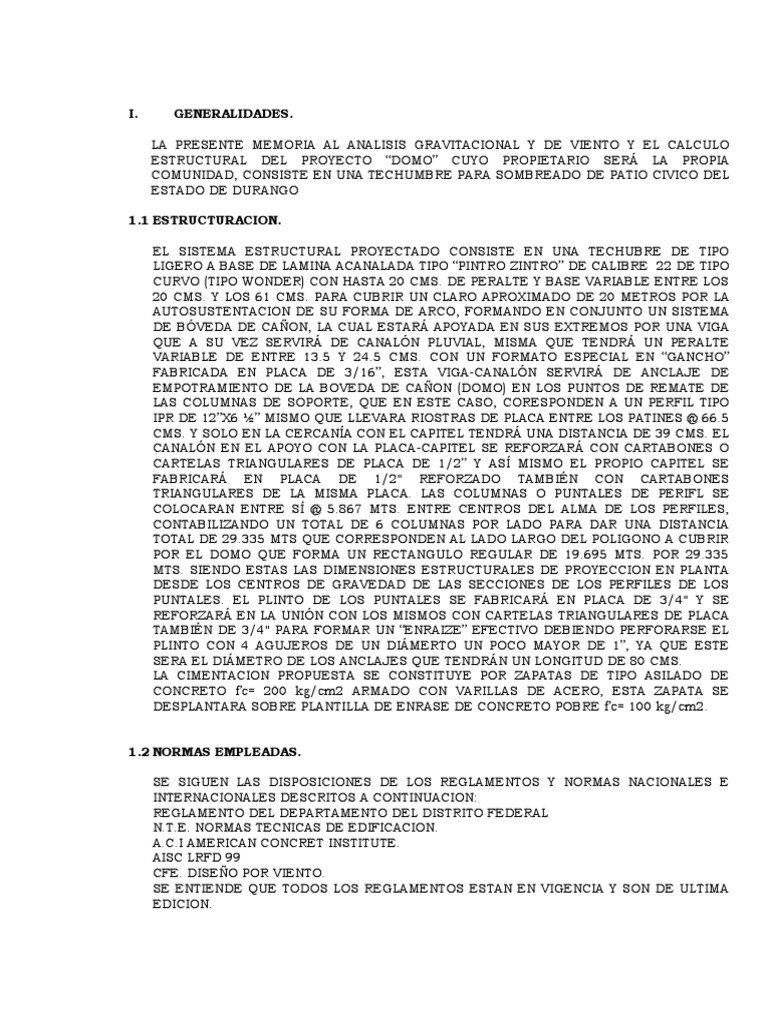 Calculo Estructural Techumbre Arco Techo | PDF