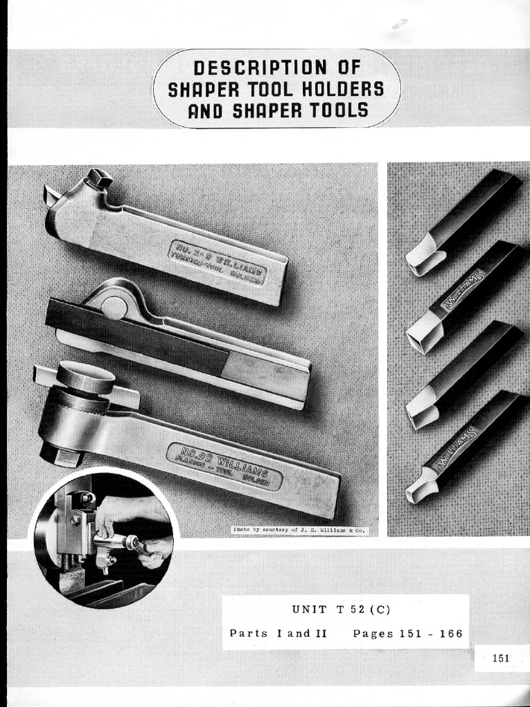 Description of Shaper Tool Holder and Shaper Tools | PDF