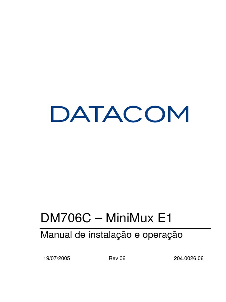 204-0026-06 - DATACOM - Manual DM706C MiniMux E1 PDF | PDF | Interface de usuário ...