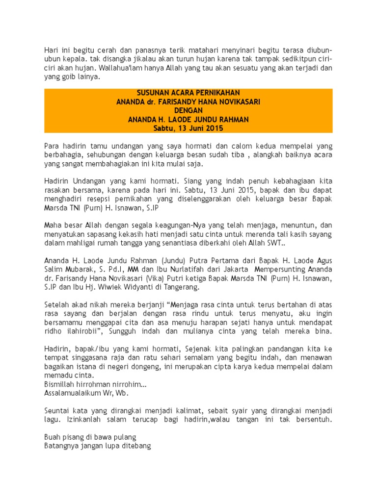 Susunan Acara Pernikahan | PDF