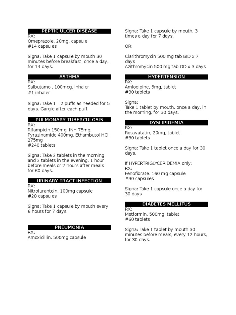 Common Drugs Used in the Out Patient Department